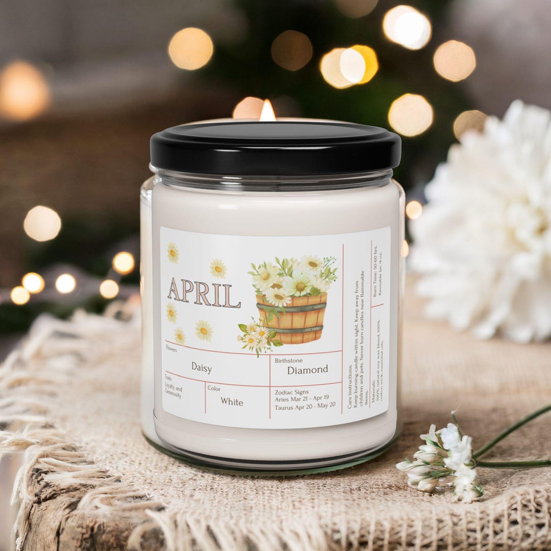 April Birthday Candle, Zodiac Sign Birthstone Infused Soy Candle Gift ...