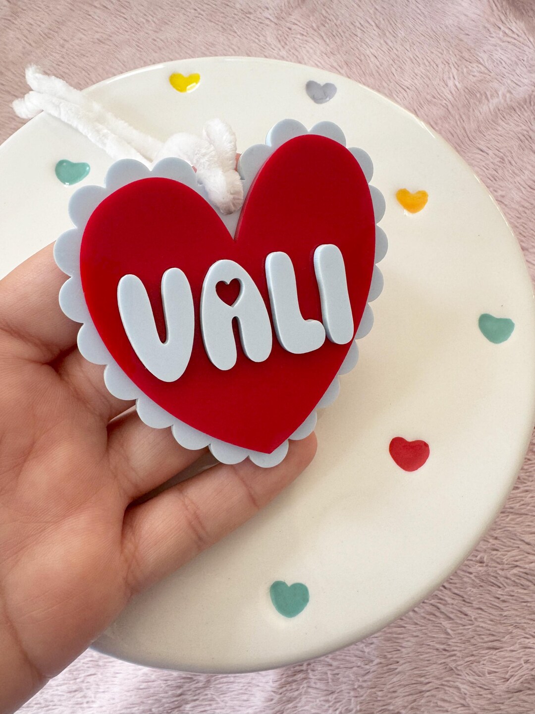 Scallop Heart Tag, Heart Name Tag, Valentines's Basket Name Tag ...