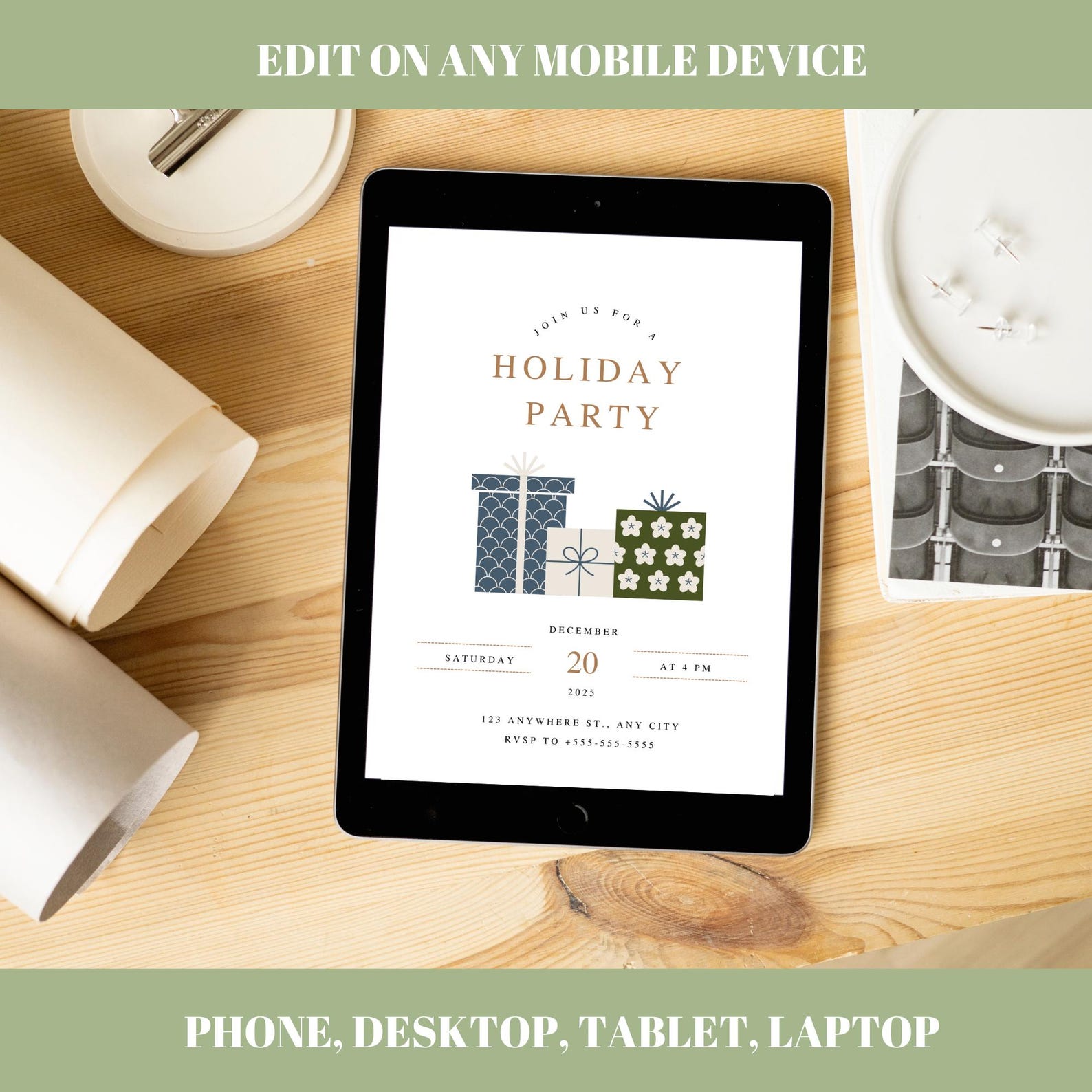 Editable Minimalist Holiday Party Invite Elegant Christmas Party ...