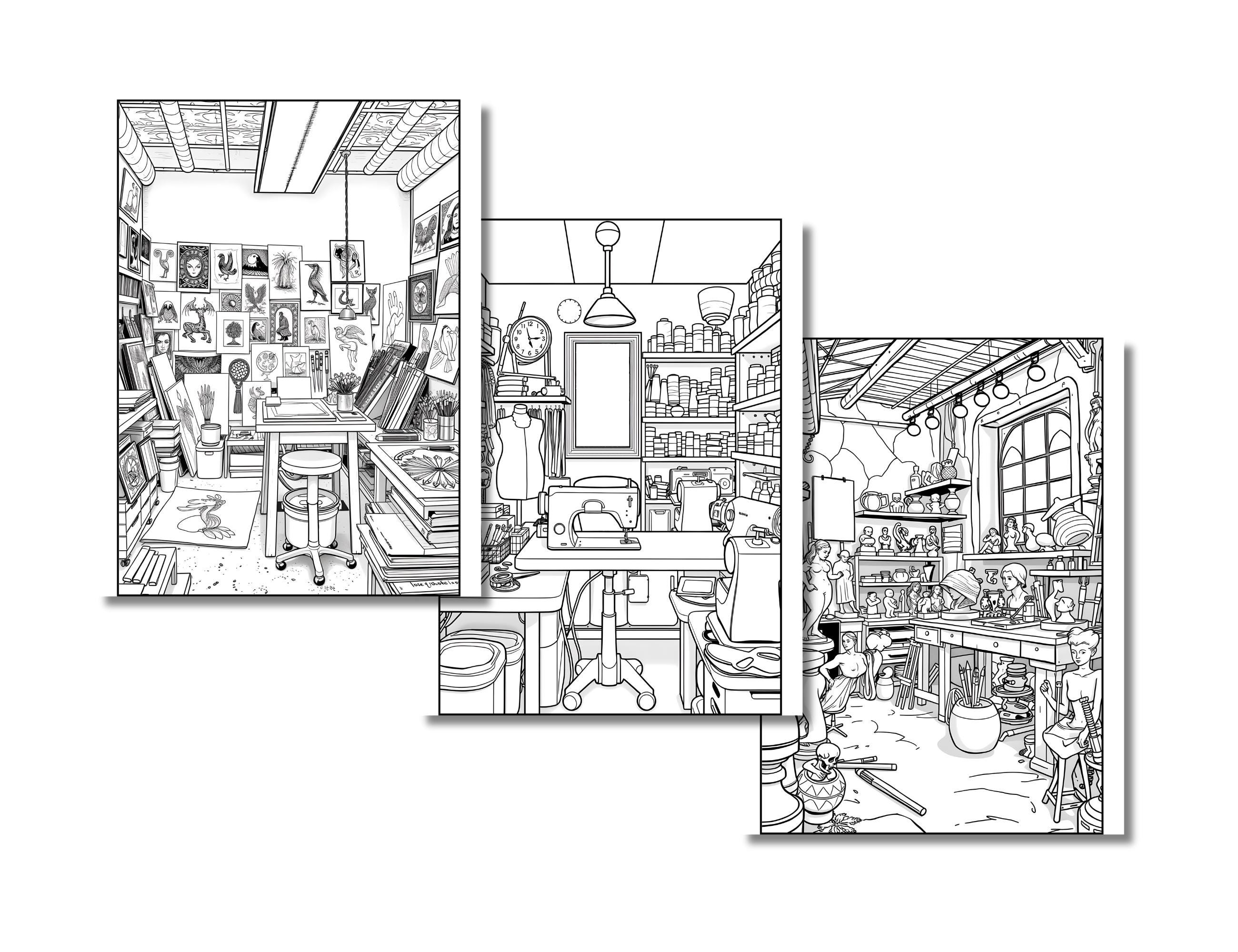 12 Artist Studios Printable Coloring Pages - Artist Space Coloring ...
