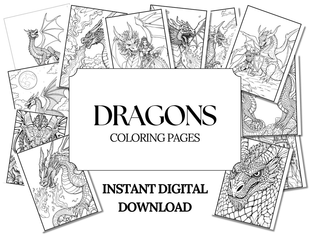 12 Mythical Dragon Printable Coloring Pages - Adult and Kids Coloring ...