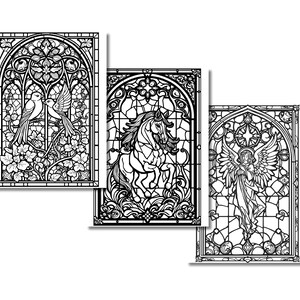 12 Stained Glass Window Coloring Pages - Adult and Kids Coloring Sheets ...