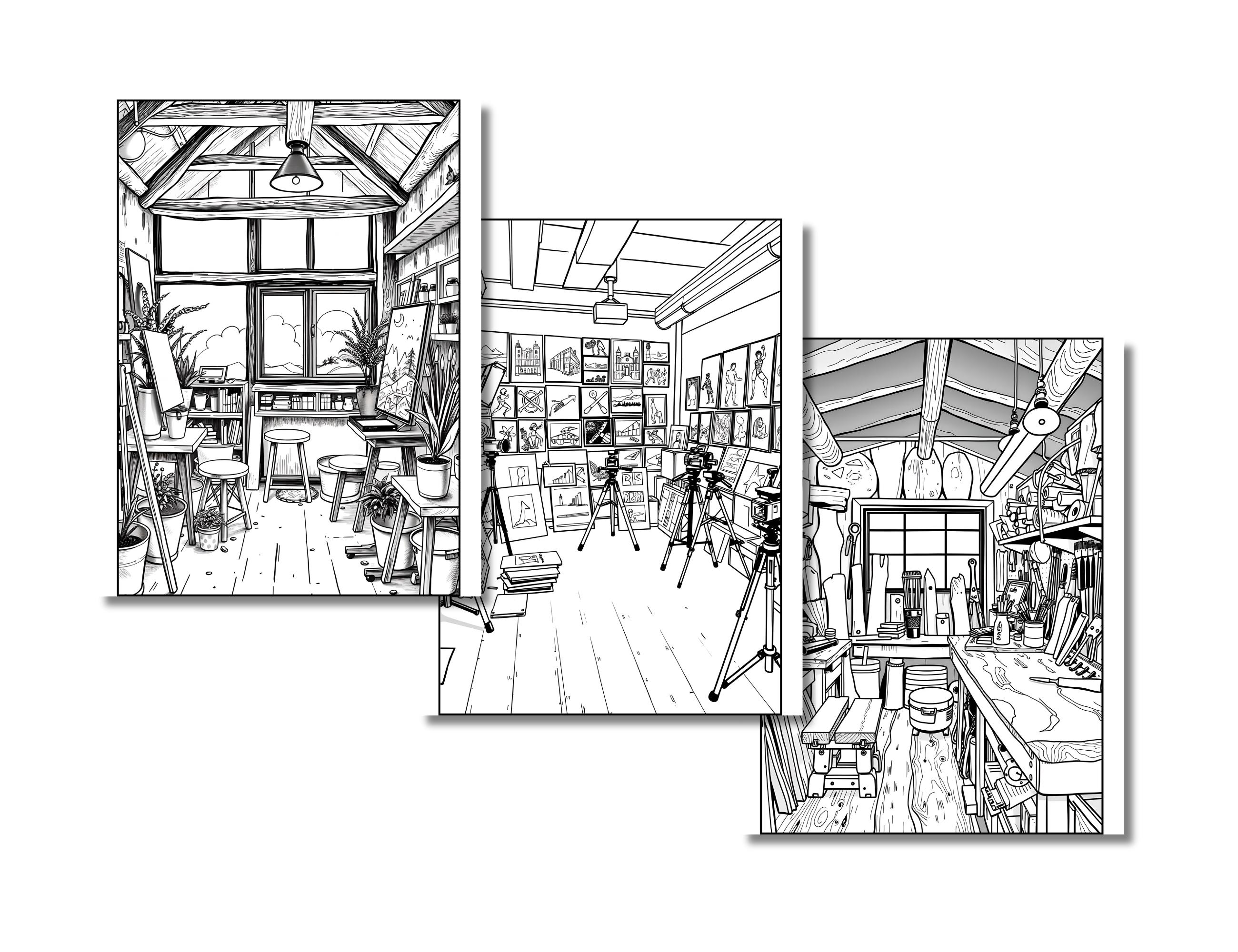 12 Artist Studios Printable Coloring Pages - Artist Space Coloring ...