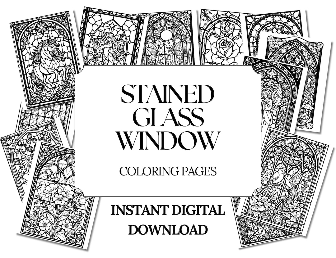 12 Stained Glass Window Coloring Pages - Adult and Kids Coloring Sheets ...