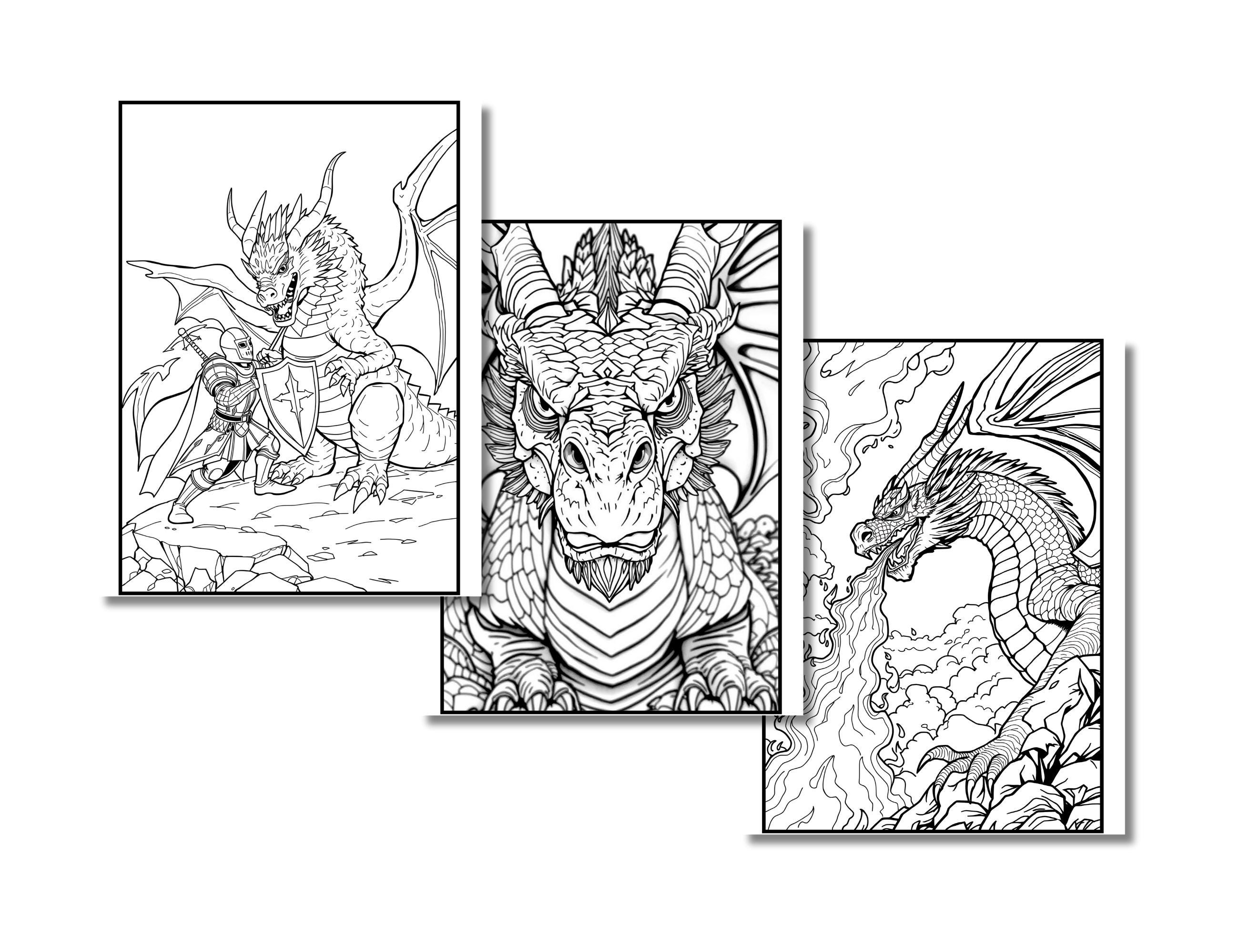 12 Mythical Dragon Printable Coloring Pages Adult and Kids Coloring ...