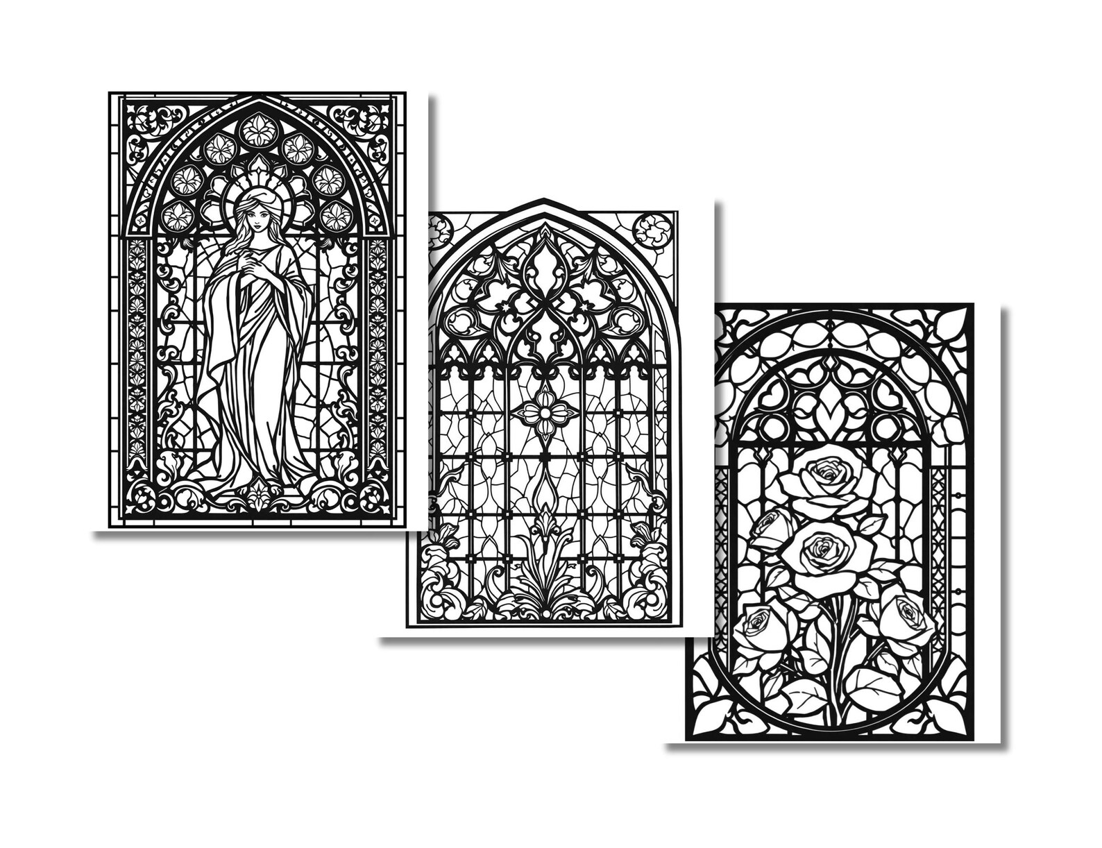 12 Stained Glass Window Coloring Pages - Adult and Kids Coloring Sheets ...