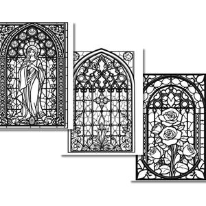 12 Stained Glass Window Coloring Pages - Adult and Kids Coloring Sheets ...