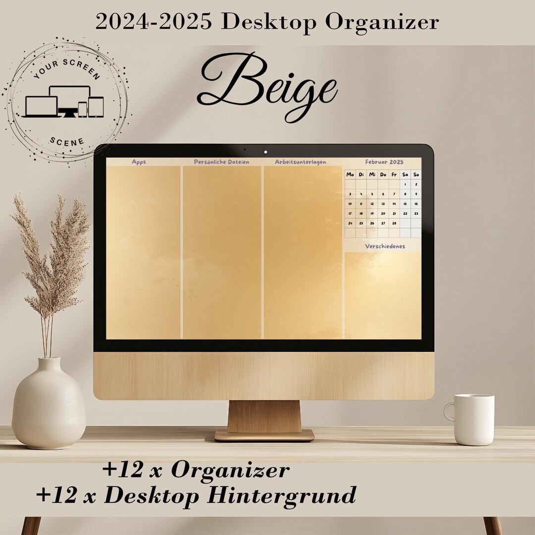 Elegant Desktop Calendar Organizer 2025 – Minimalist Design in Soft ...