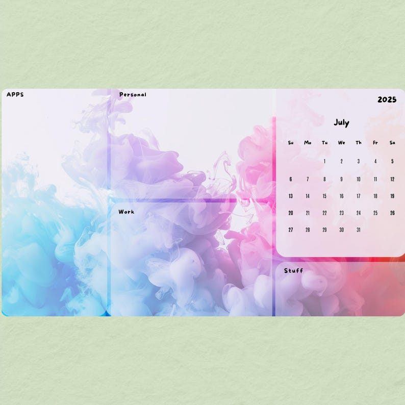 American Calendar Desktop Organizer – Colorful Gradients With 2025 ...