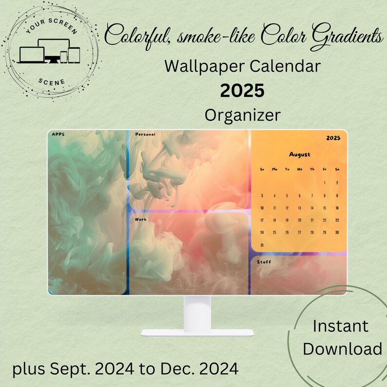 American Calendar Desktop Organizer – Colorful Gradients With 2025 ...