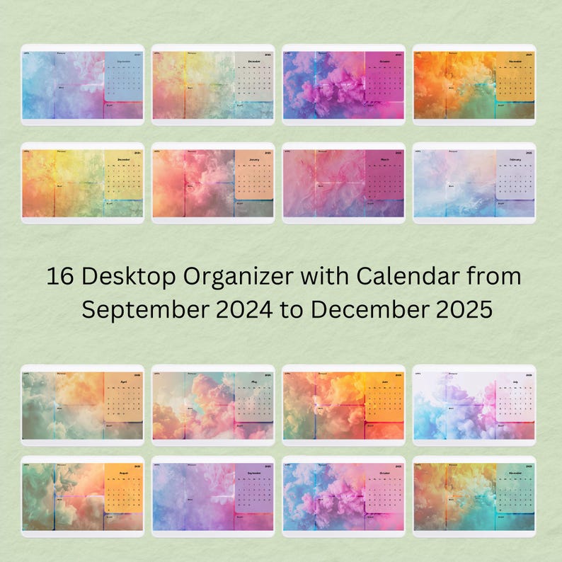 American Calendar Desktop Organizer – Colorful Gradients With 2025 ...