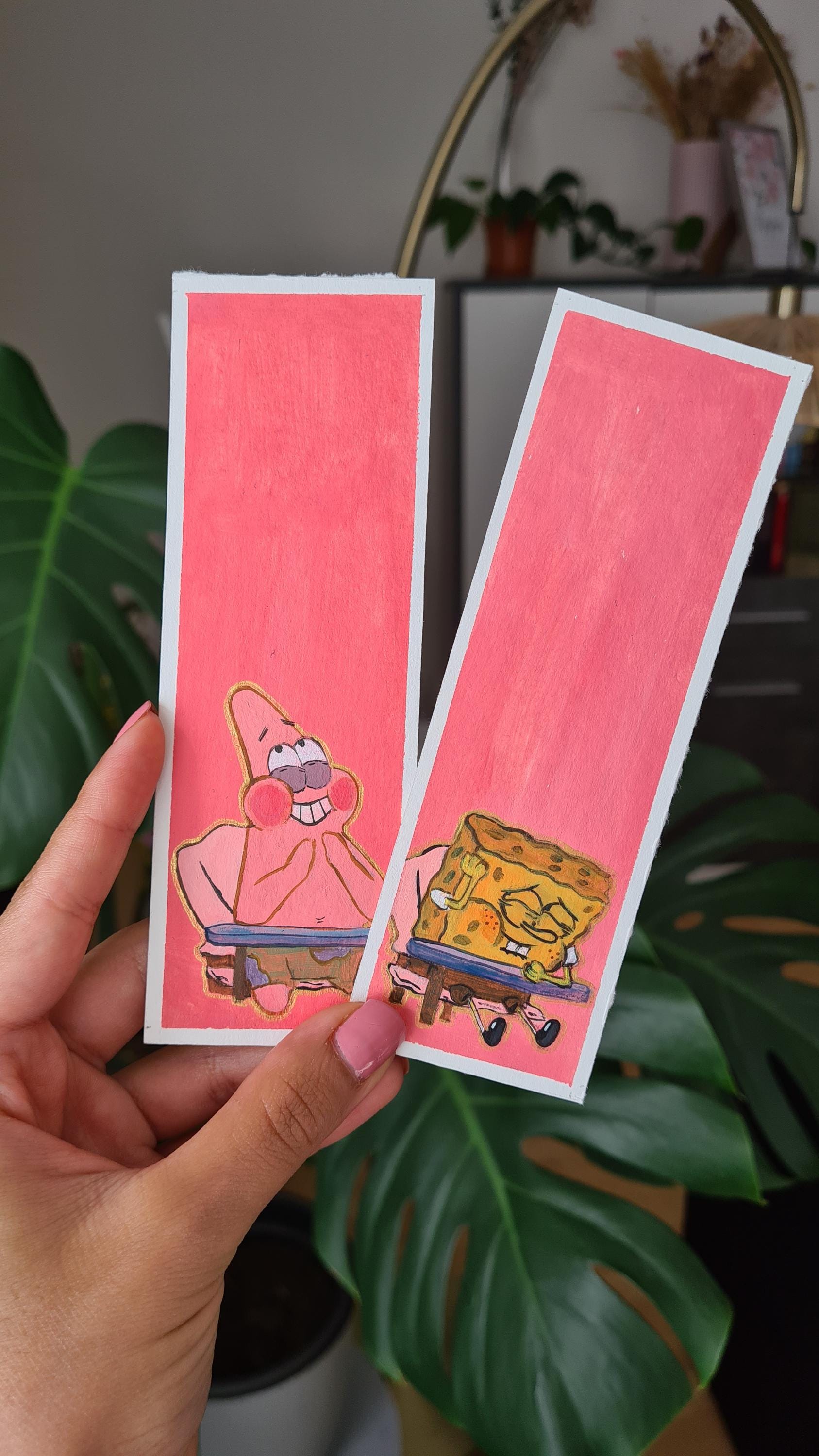 Handpainted Bookmarks Spongebob and Patrick Unique Gift Idea Original ...