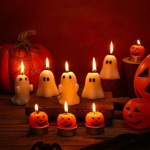 Set of 3 Spooky Ghost Candles Halloween Mini Ghost Candle Cute Ghost ...