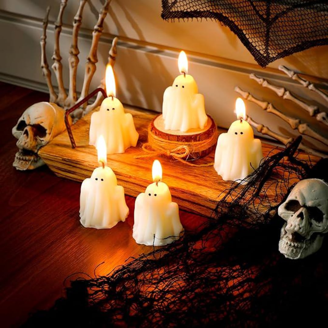 Set of 3 Spooky Ghost Candles Halloween Mini Ghost Candle Cute Ghost ...