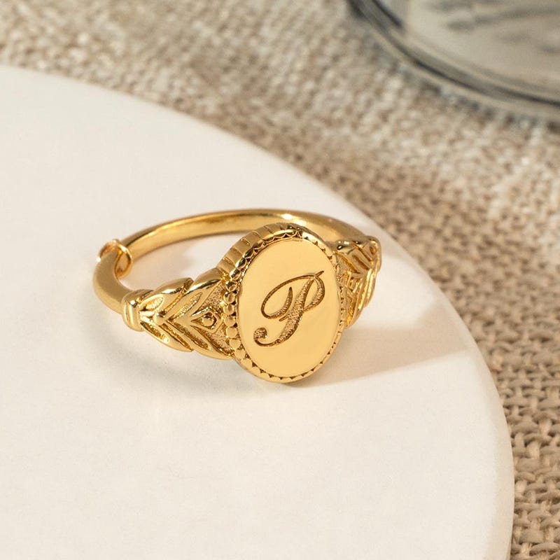Antique Ring Signet Engraved - Etsy UK