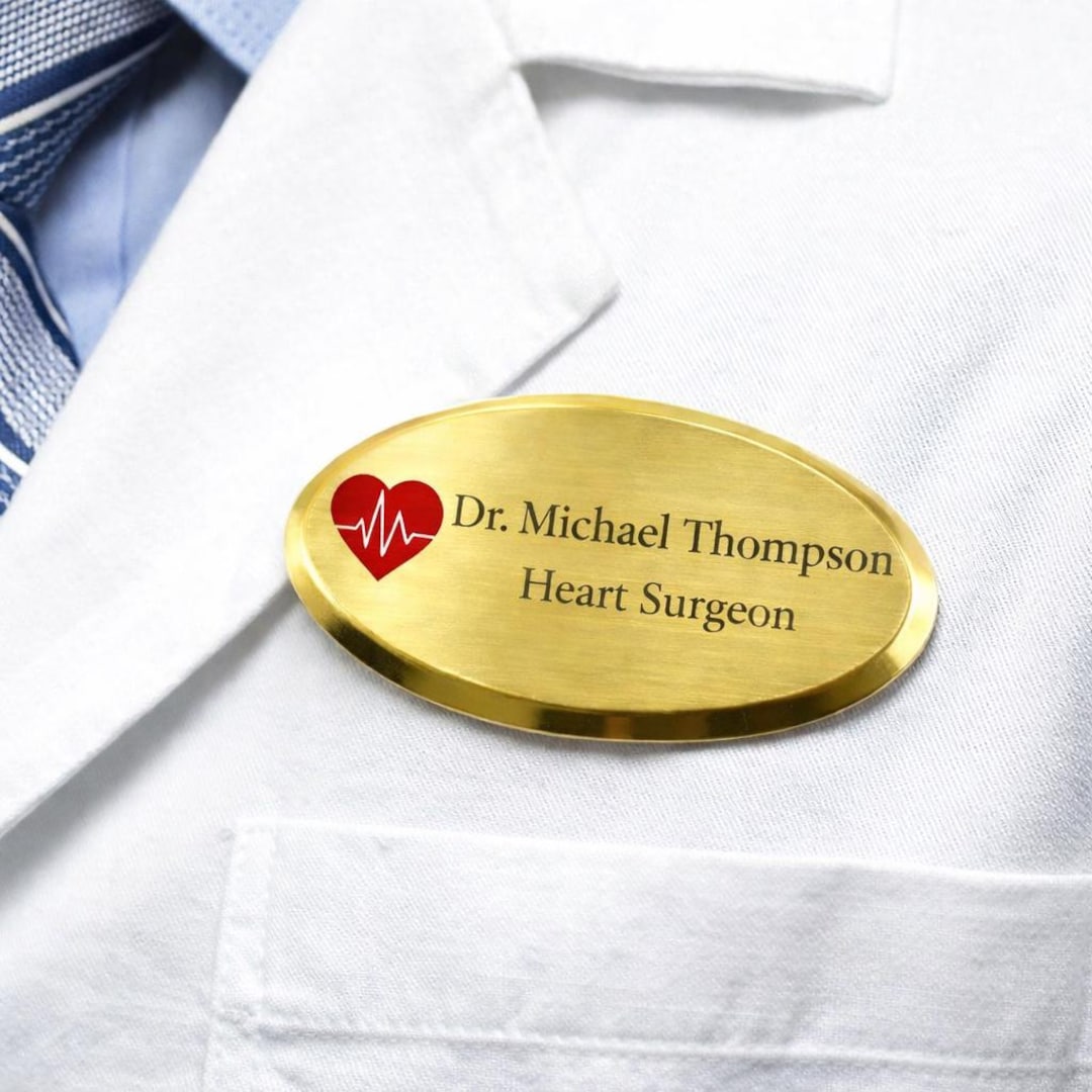 Wholesale Personalized Doctor Name Badge – Custom Engraved Metal Lapel ...