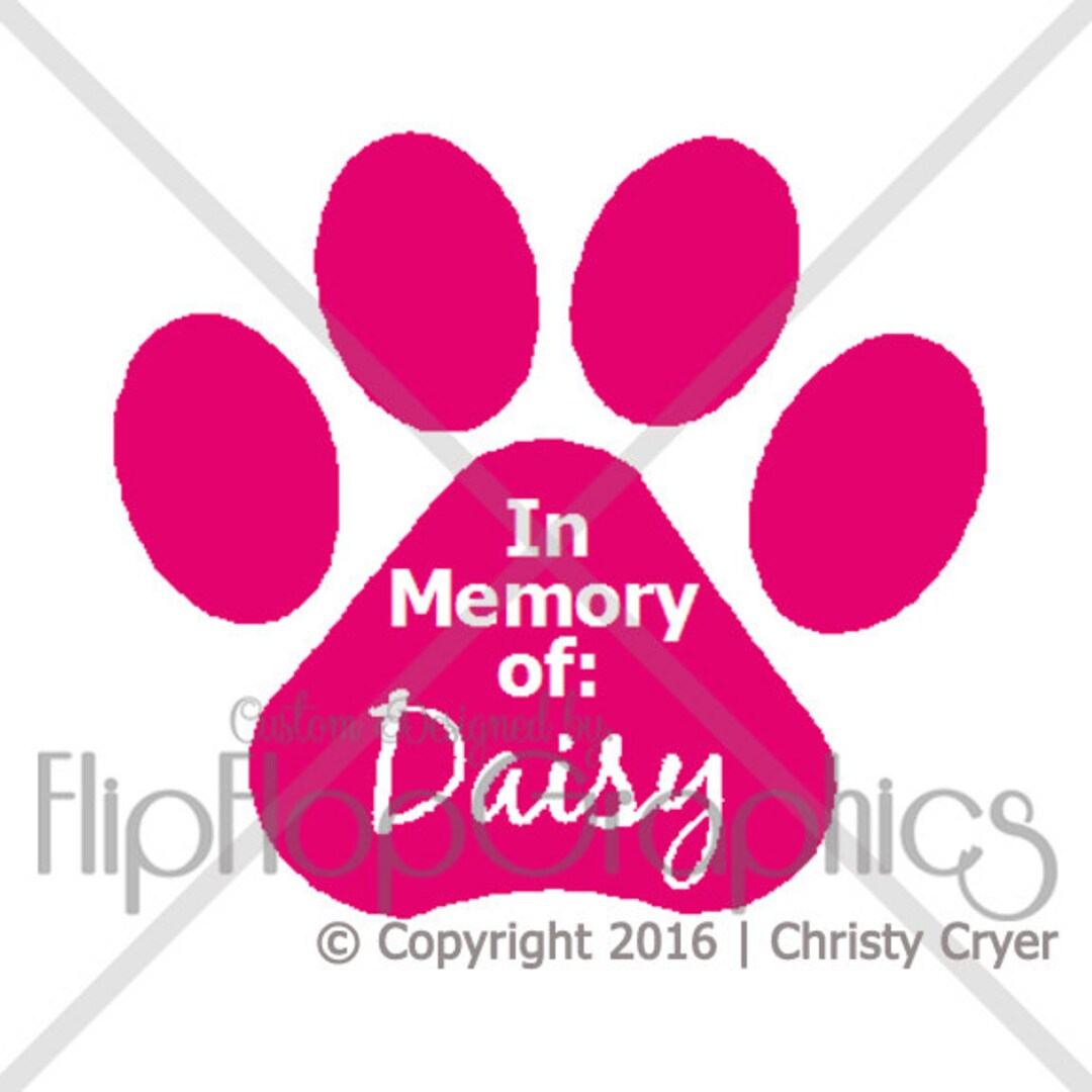 Large Paw Print / in Memory of Vinyl Graphic, Vehicle Window Sticker - Etsy