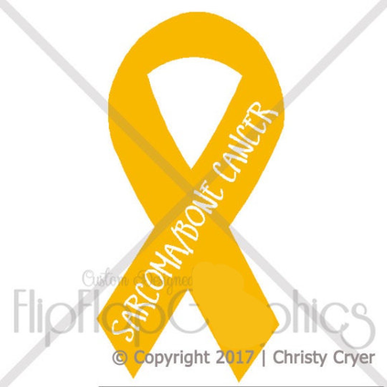 Yellow Awareness Ribbon Sarcoma Bone Cancer Vinyl Graphic - Etsy