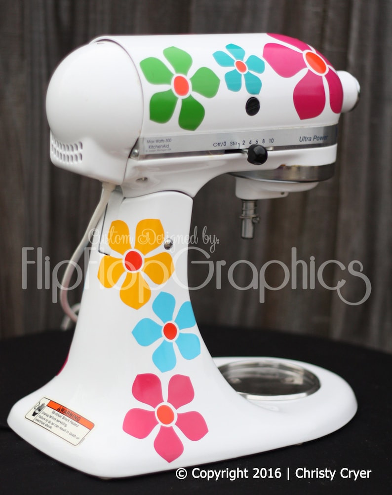 Flower Power • Vinyl Graphics Decal Kit for Kitchen Mixer - Etsy