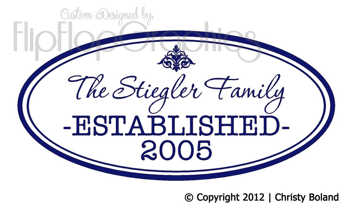 Large Oval Monogram established Vinyl Wall Art - Etsy