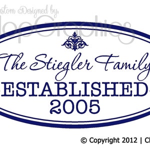 Large Oval Monogram established Vinyl Graphic Wall Decal - Etsy