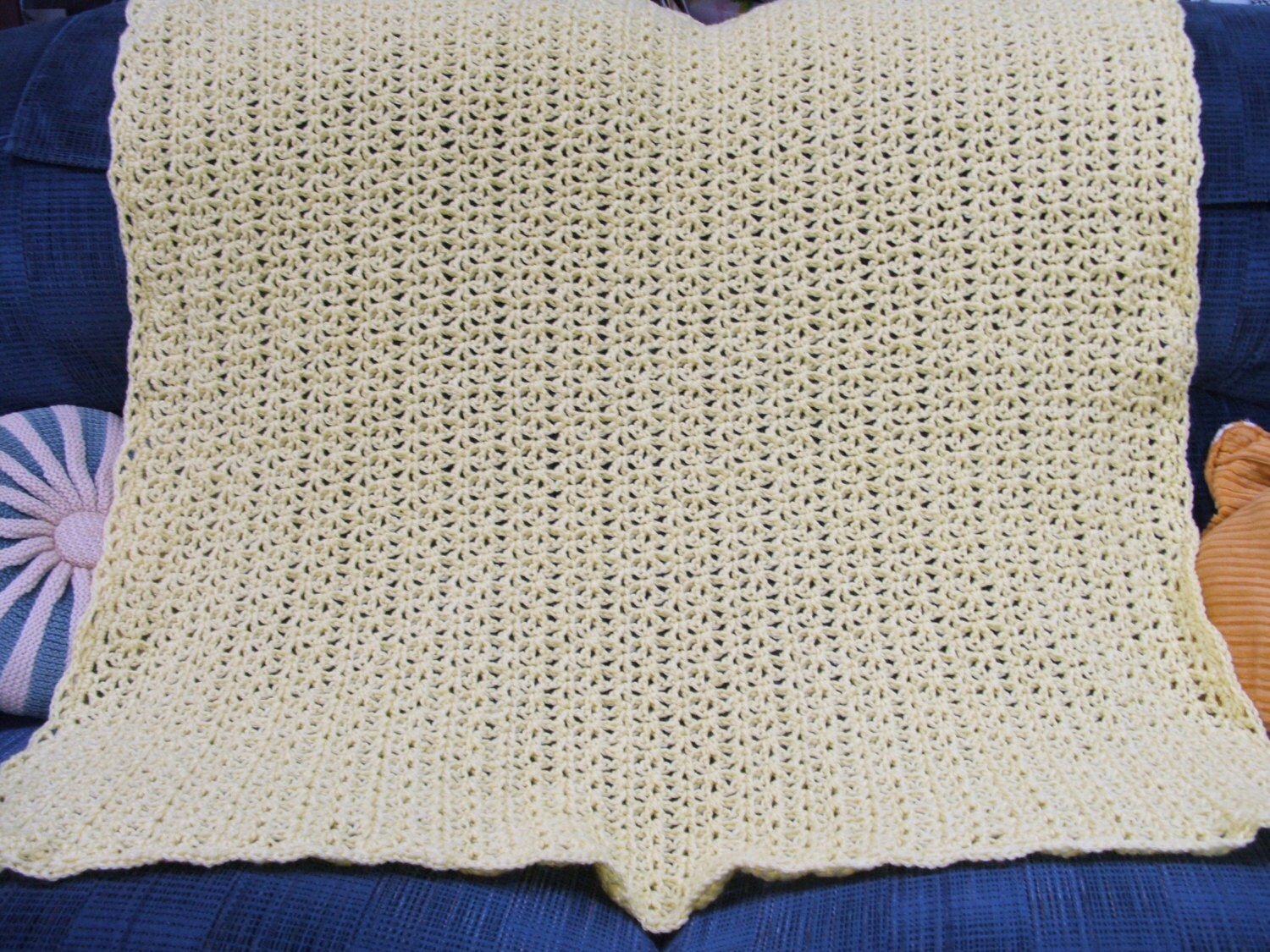 Baby Afghan in Soft Yellow Yarn - Etsy