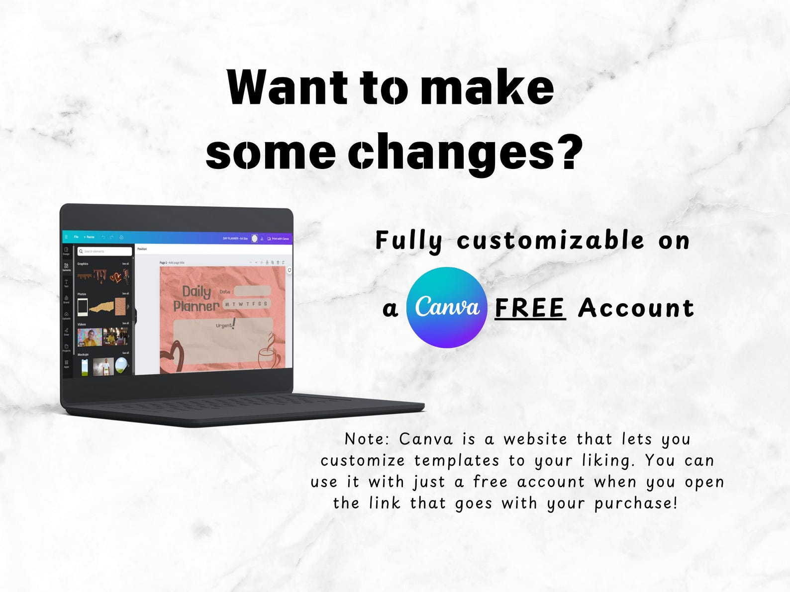 Daily Planner, Fillable Planner, Daily Planner Printable, Canva Planner ...