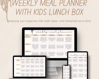 Printable Digital Weekly Meal Planner, Weekly Meal Tracker, Food ...