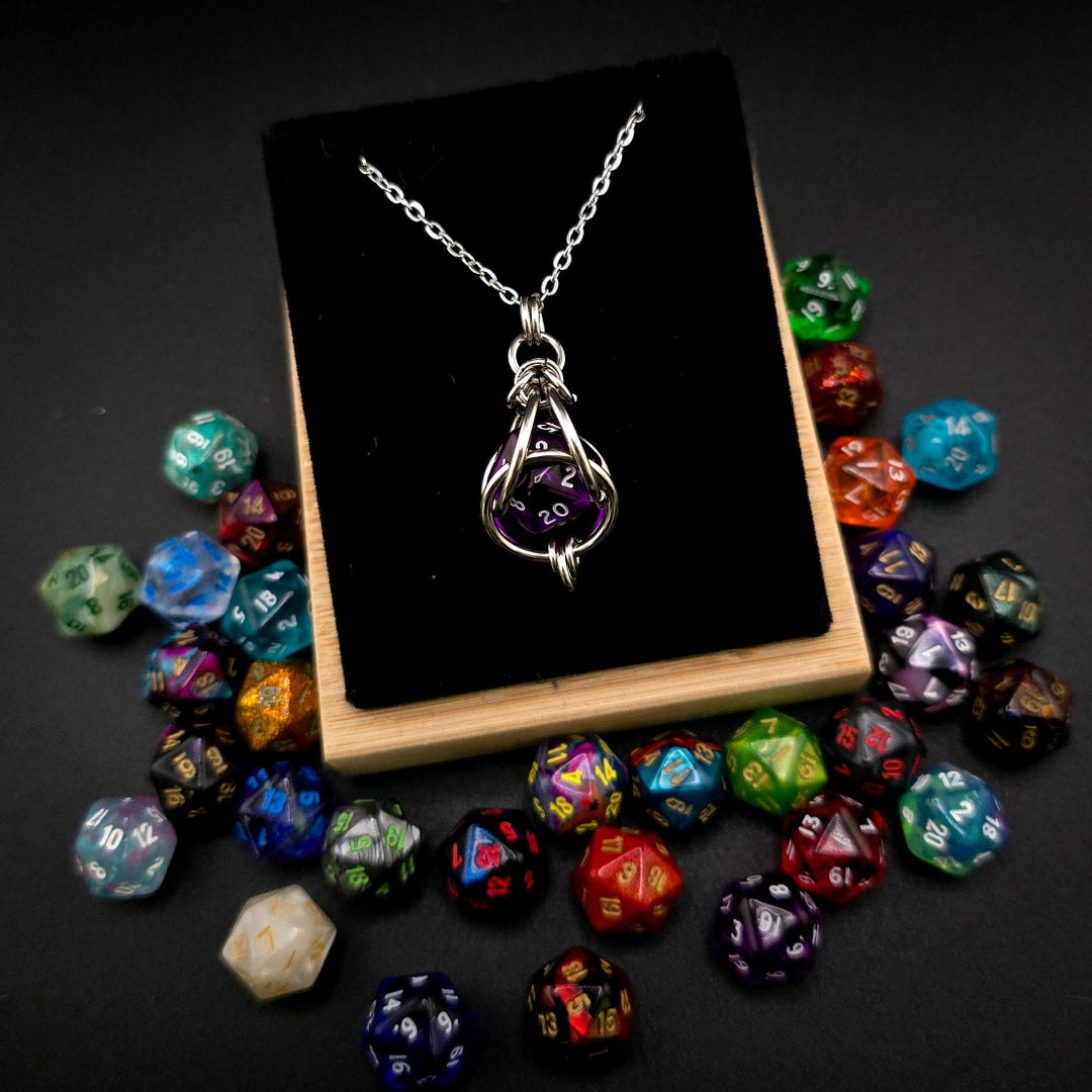 Mini D20 Pendant/ Chainmaille Necklace/ D20 Jewelry/ Dice Jewelry ...