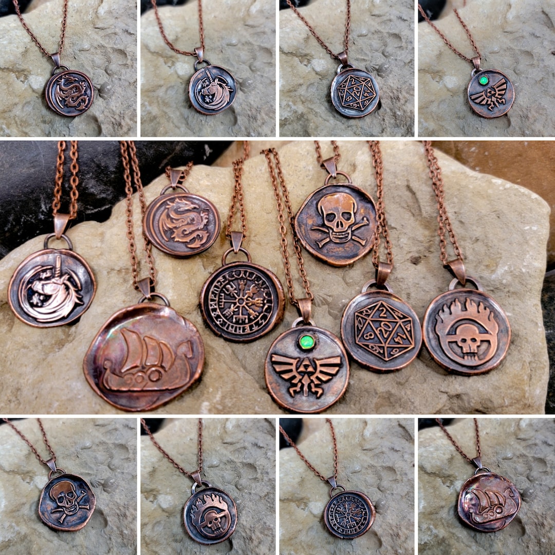 Handmade Copper Wax Seal Medallion Necklace: Dragon, Pirate, Dnd - Etsy