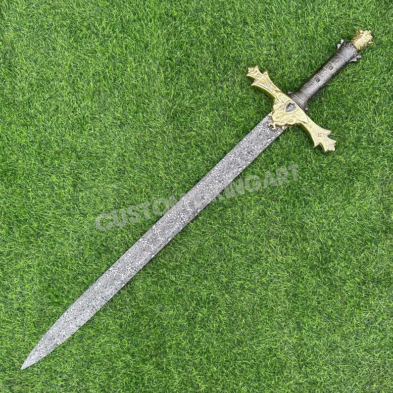 Hand Forged Damascus Steel Viking Sword: King Arthur Excalibur Replica ...