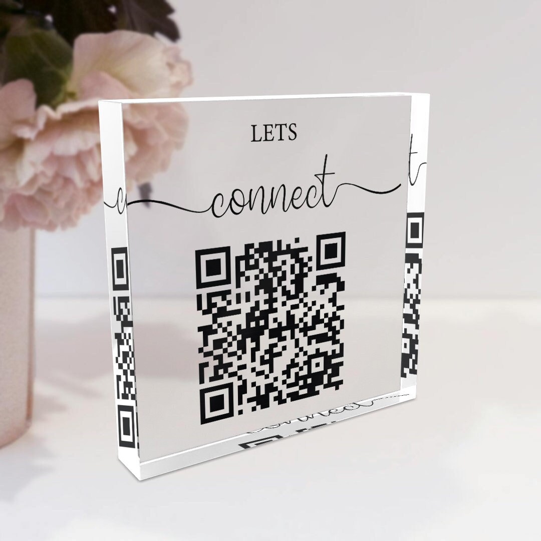 Lets Connect Sign, Customizable QR Code Sign for Clear Acrylic, Unique ...