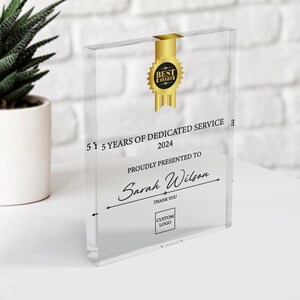 Personalized Acrylic Award Plaque: Custom Corporate Employee ...