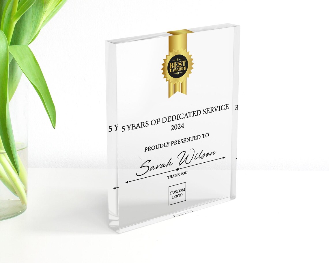 Personalized Acrylic Award Plaque: Custom Corporate Employee ...