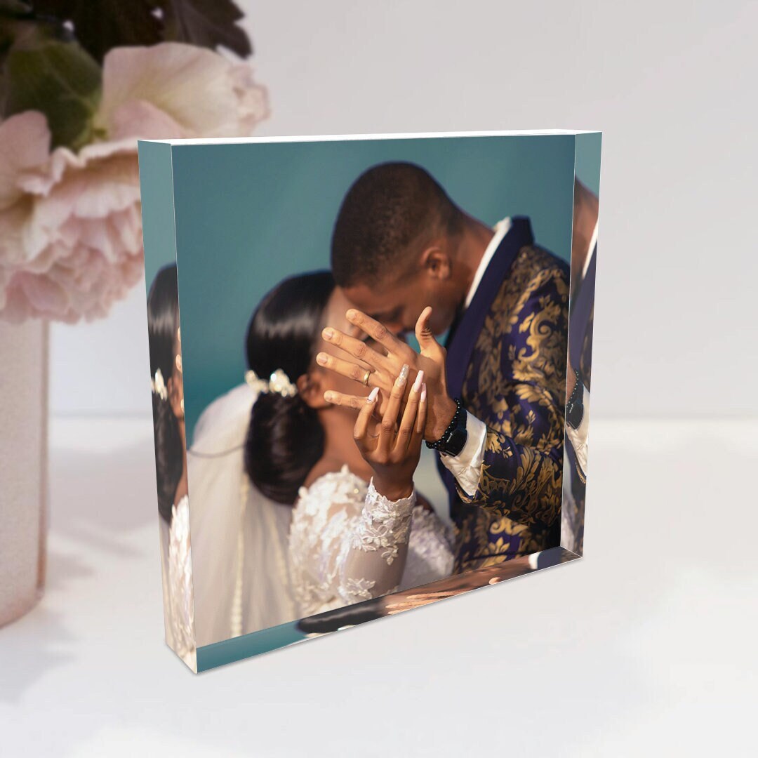 Custom Married Photo Plaque, Personalized Engaged Photo Block, Married ...