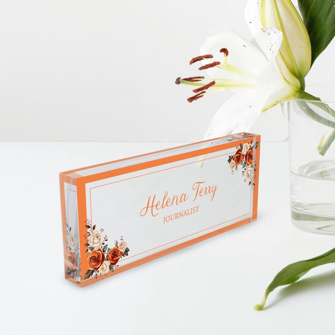 Name Desk Plate, Personalized Desk Plaque, Acrylic Name Plate for Desk ...