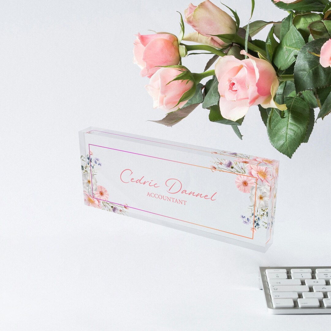 Desk Name Plate, Custom Name Plate for Desk, Acrylic Name Desk Plate ...