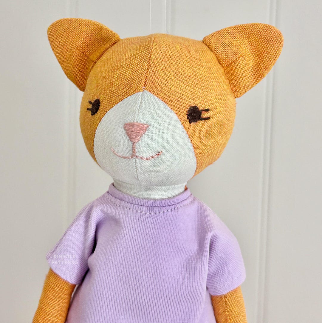 Cat Sewing Pattern, Stuffed Kitty Toy With Clothes, PDF Tutorial With ...