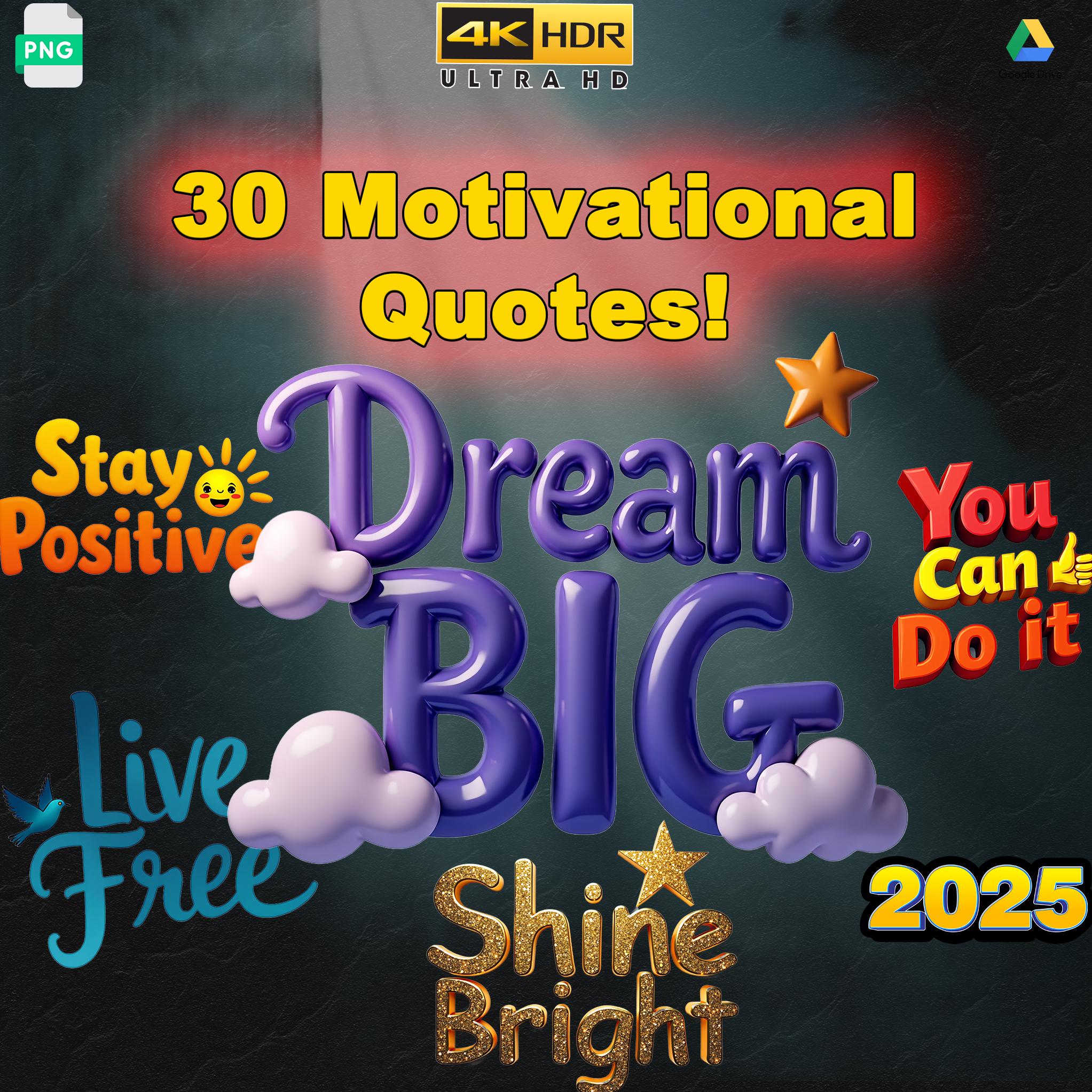 130 Motivational Quotes PNG Bundle, Inspirational Typography, Positive ...