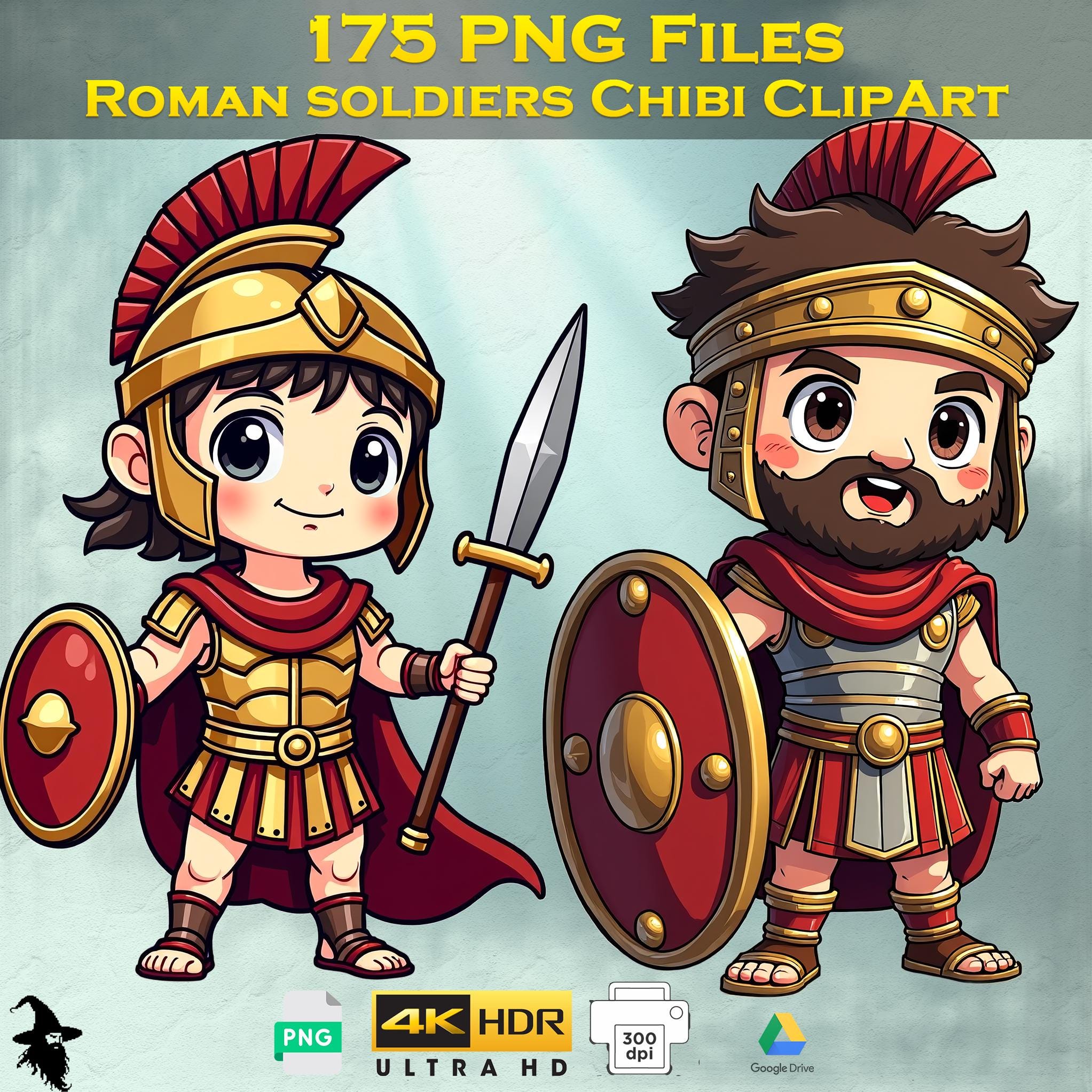 175 Chibi Roman Soldiers Clipart – Adorable Roman Warriors PNG, Perfect ...