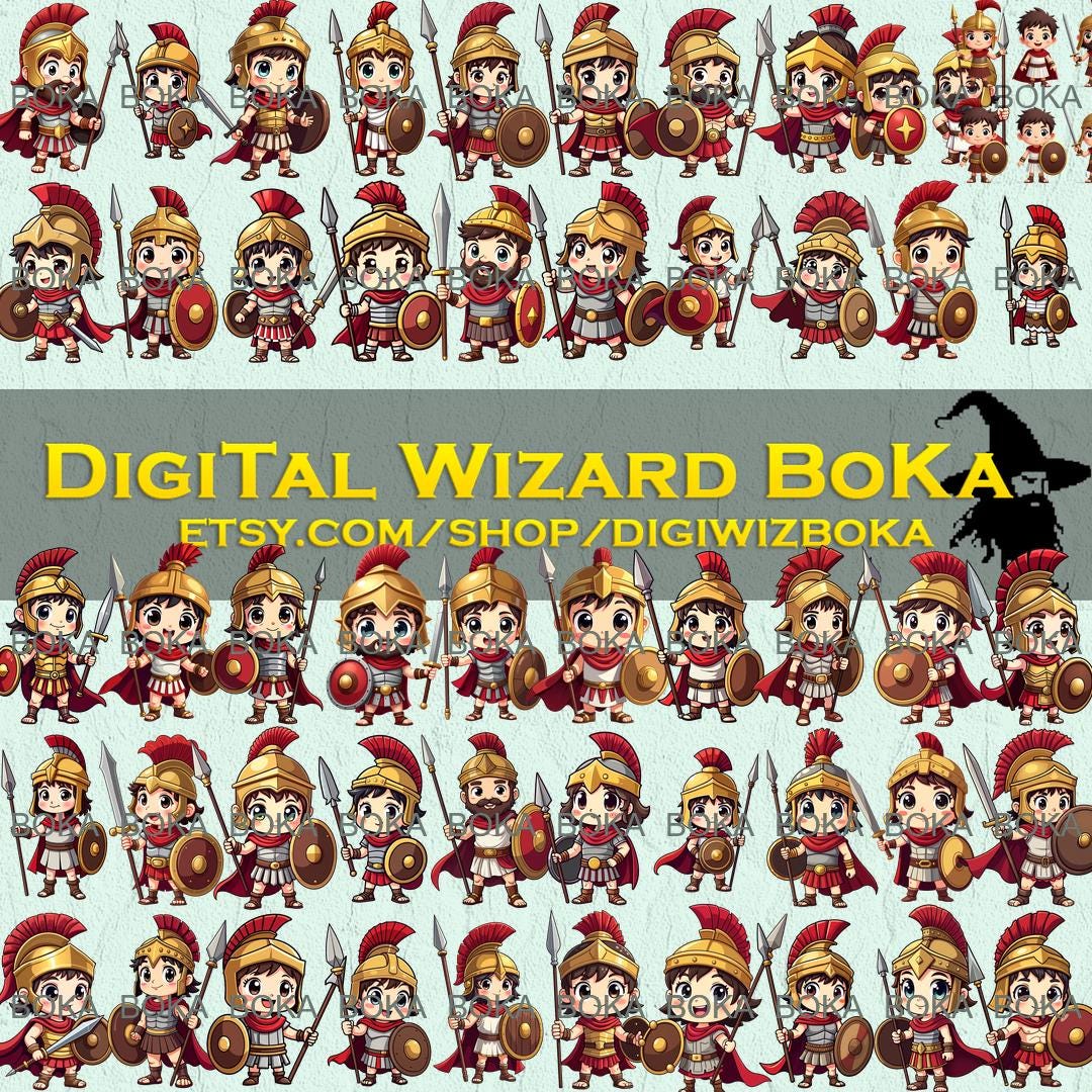 175 Chibi Roman Soldiers Clipart – Adorable Roman Warriors PNG, Perfect ...