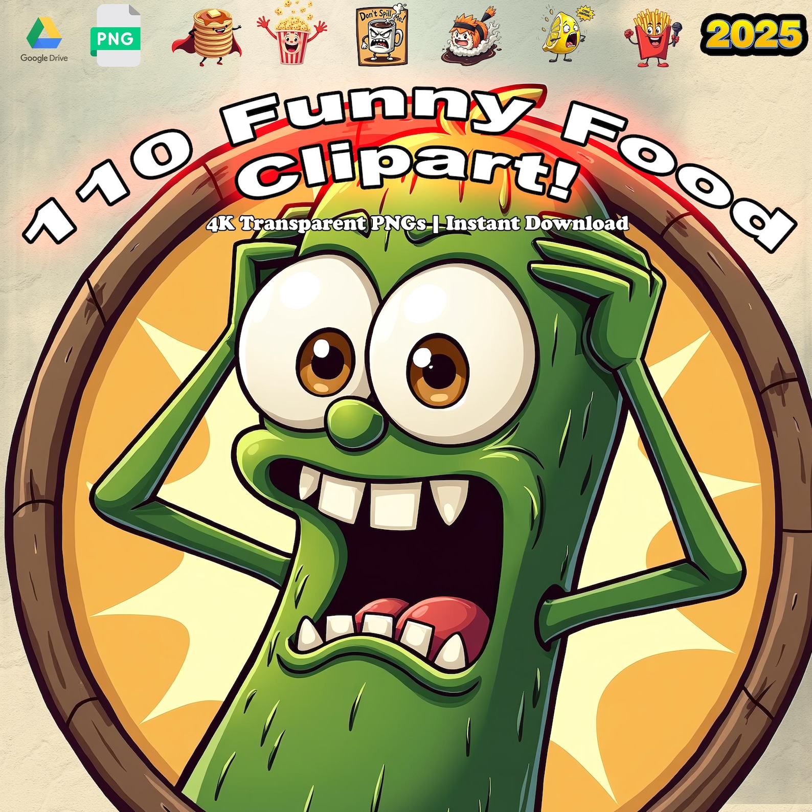 110 Funny Food Clipart Pngs, Cute Cartoon Food Art, Digital Stickers ...