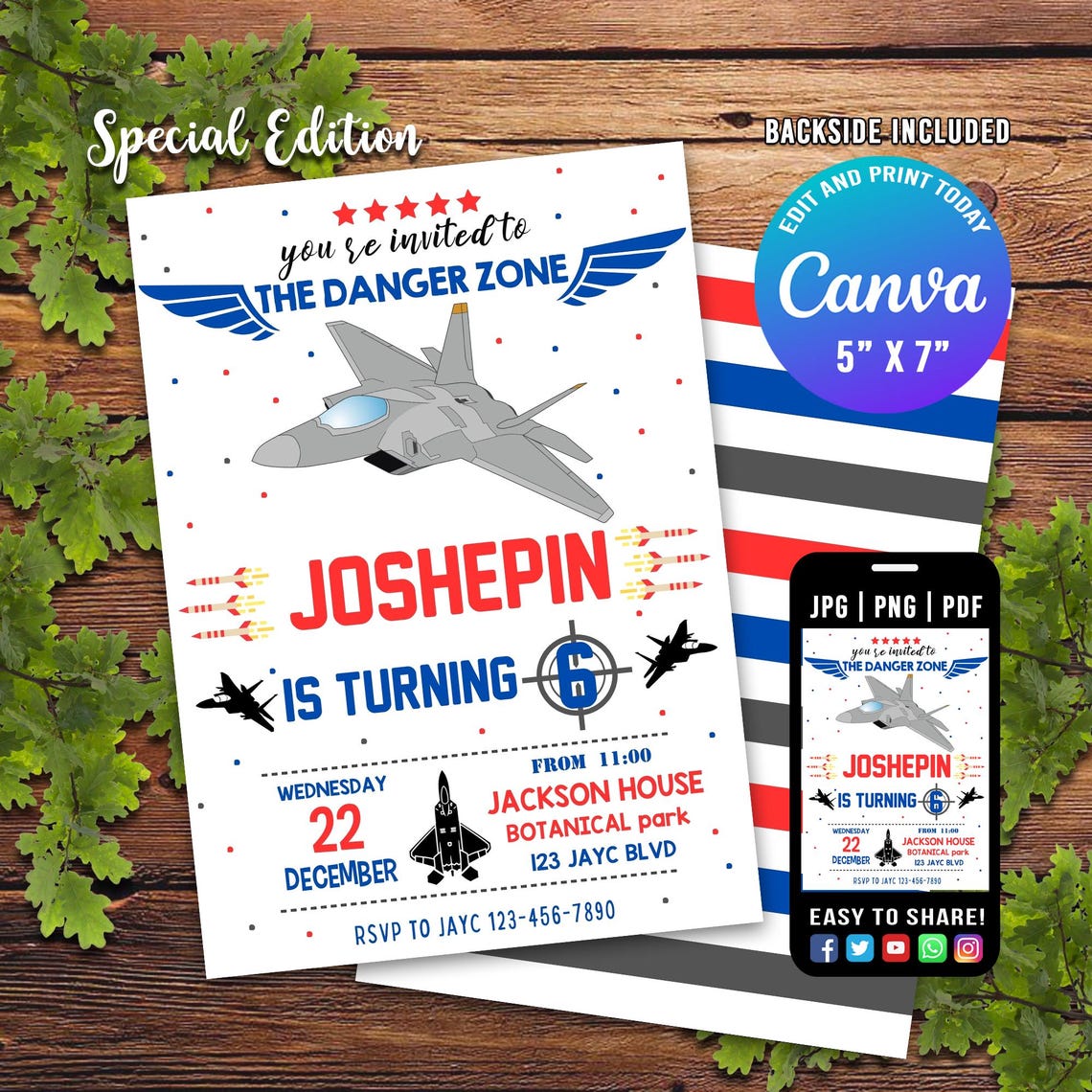 Fighter Pilot Birthday Invitation, Fighter Jet Pilot Invitation, Jet ...
