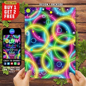 Glow Party Birthday Invitation, Glow Invitation, Girl, Boy, Neon Party ...