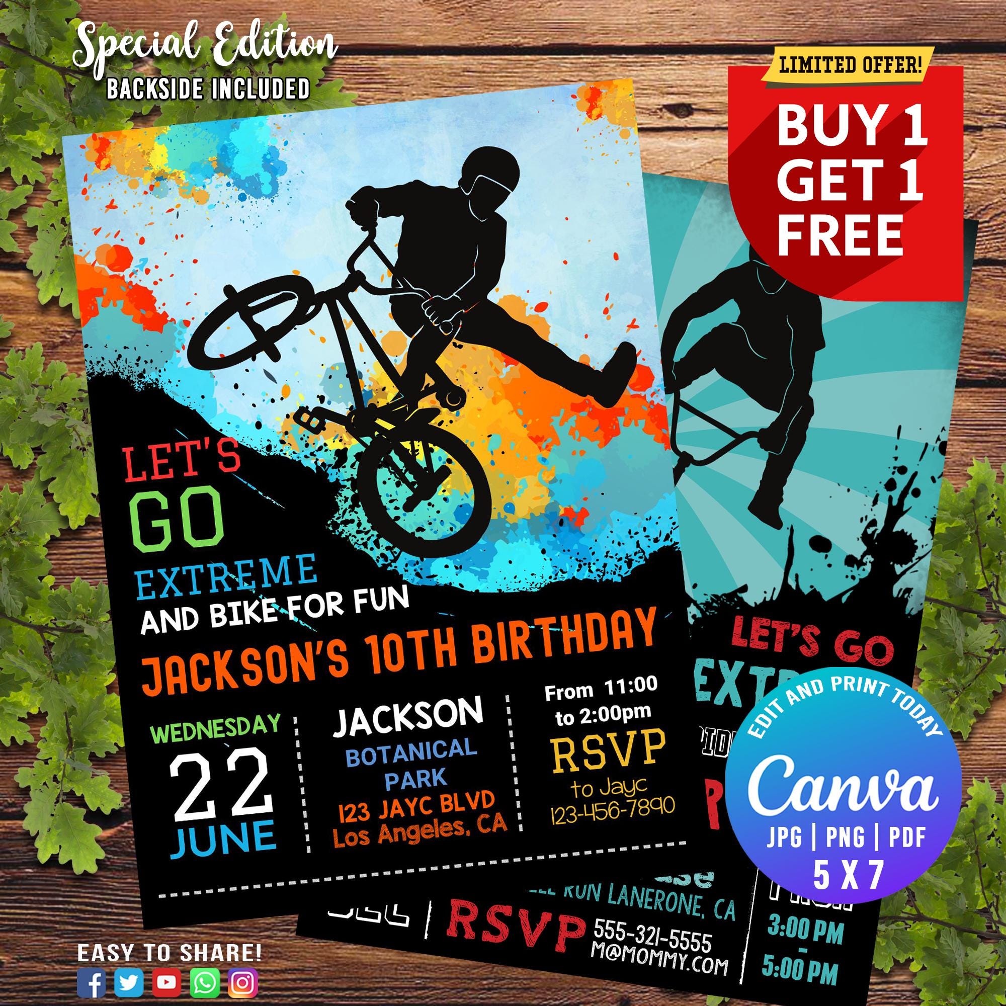 Bike Party Invitation, Mountain Bike Party Invite, Dirt Bike Party ...