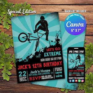Bike Party Invitation, Mountain Bike Party Invite, Dirt Bike Party ...