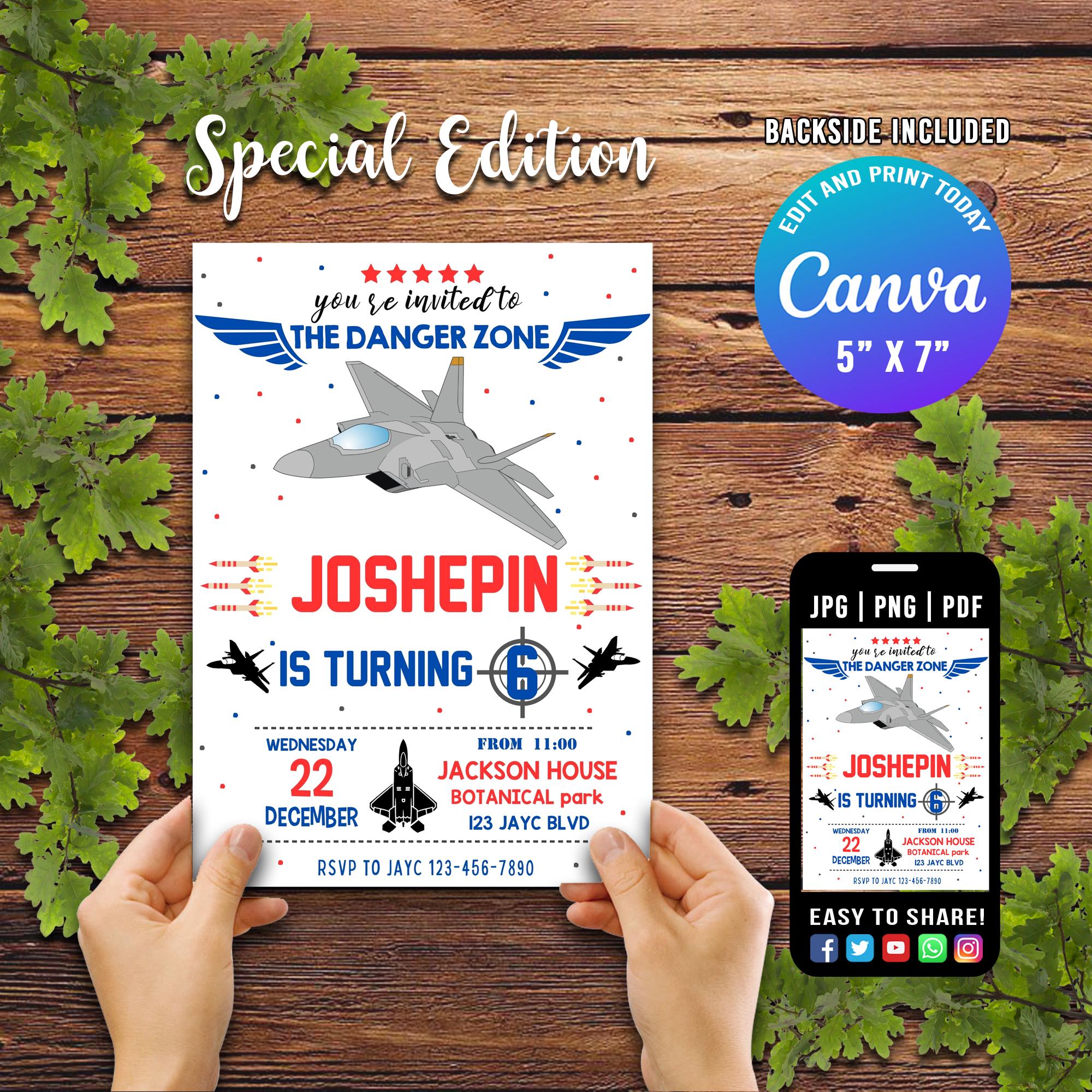 Fighter Pilot Birthday Invitation, Fighter Jet Pilot Invitation, Jet ...