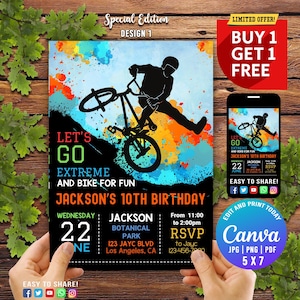Bike Party Invitation, Mountain Bike Party Invite, Dirt Bike Party ...