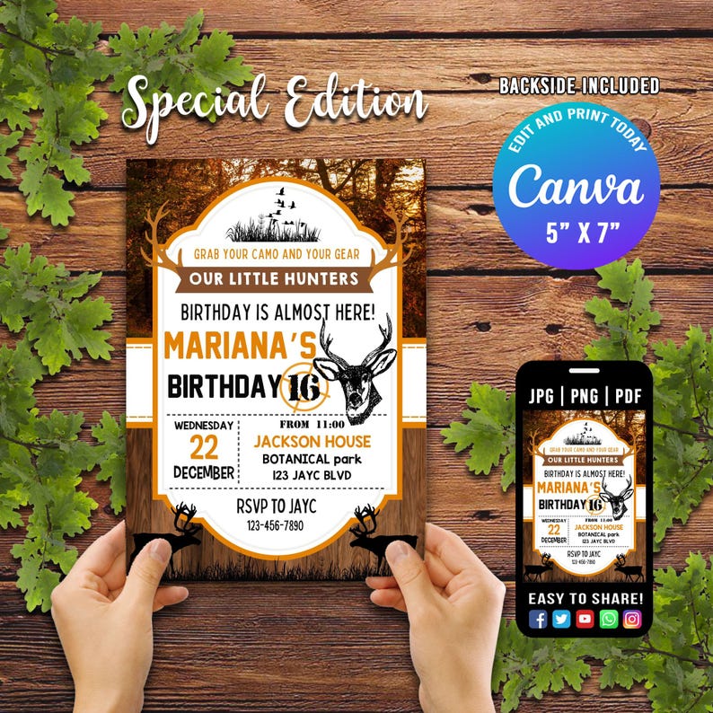 Hunting Birthday Party Invitation, Hunting Invitation, Hunting Invite ...