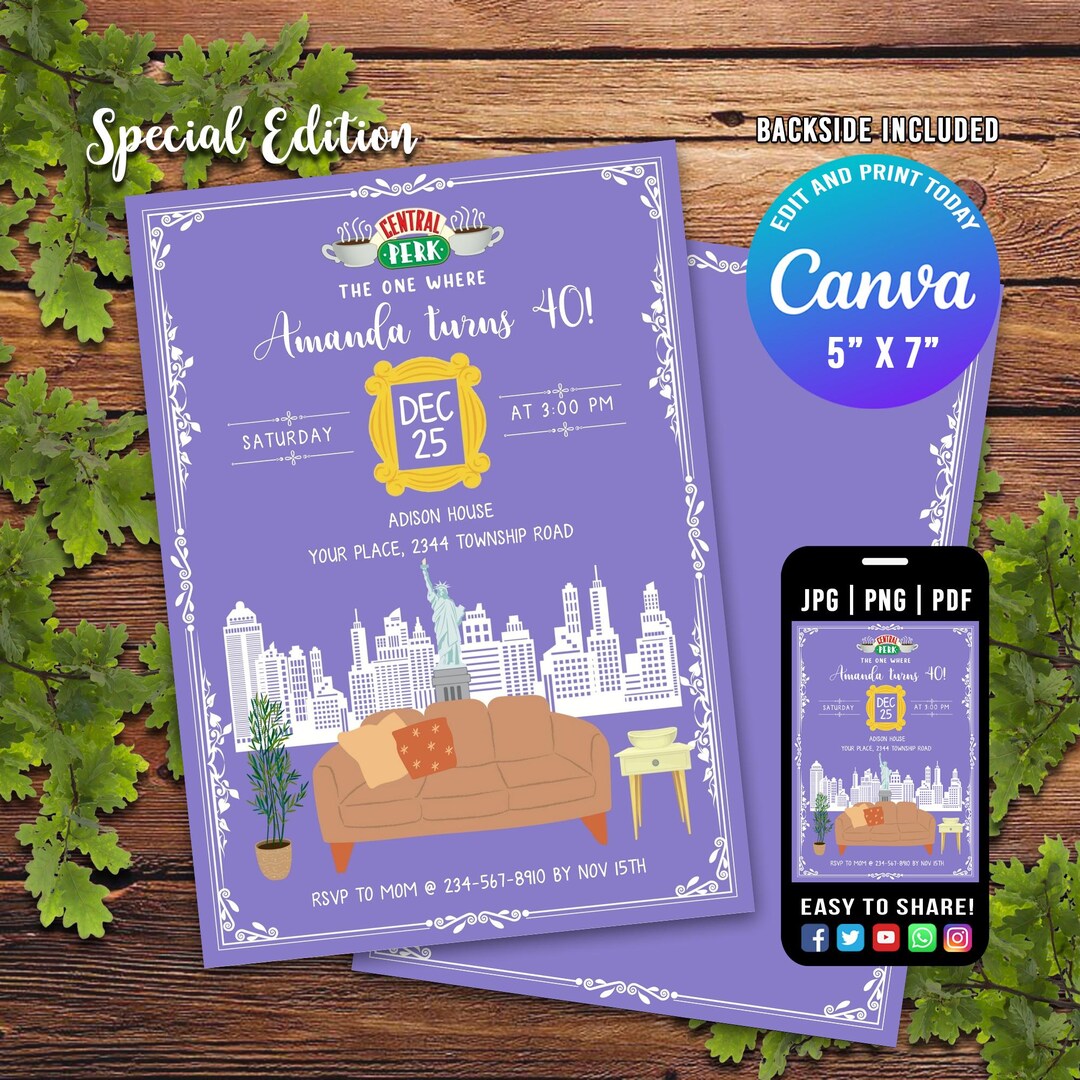 Friends Birthday Invitation, Friends Party Invitation, Birthday Party ...